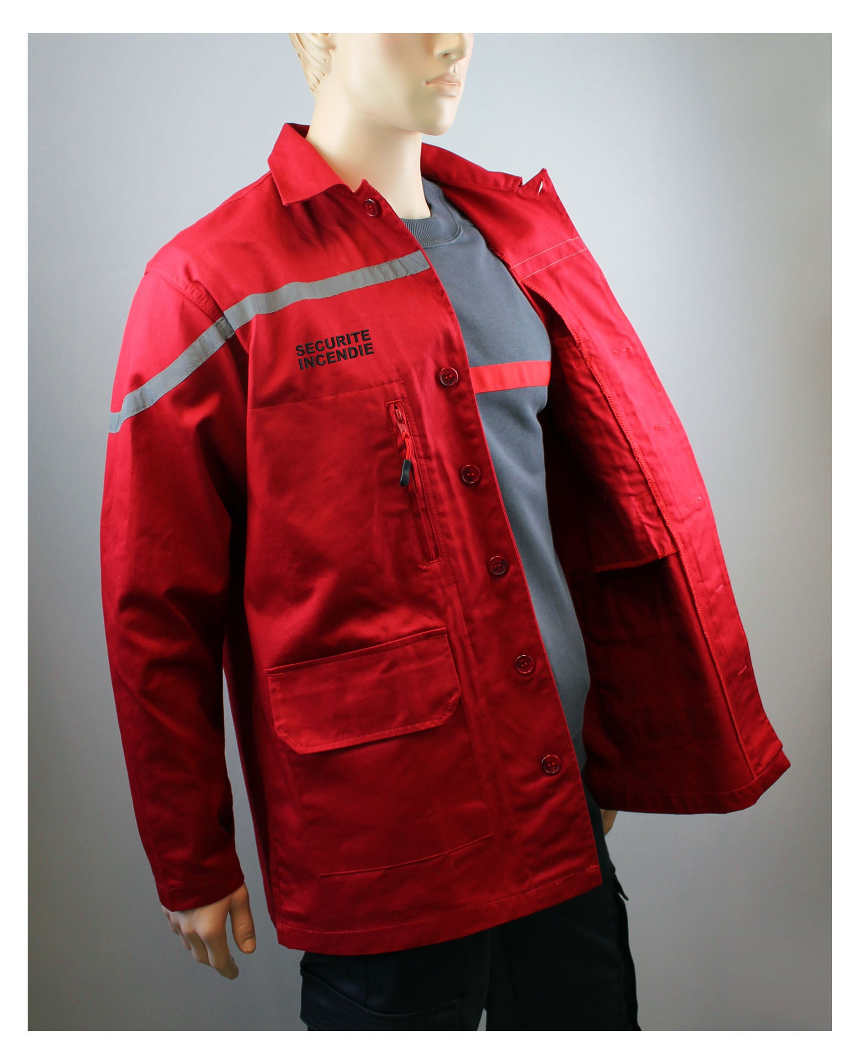 Veste rouge type pompier 100% polyester